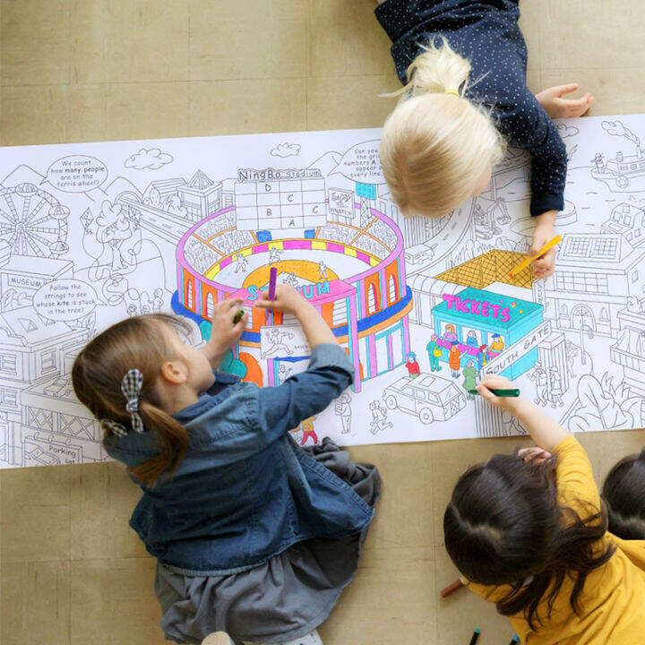 WPPH Mideer Giant Coloring Roll Wallpaper Painting Paper City Forest ...