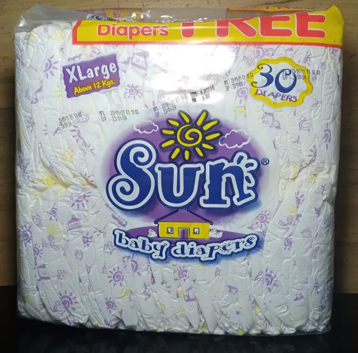 Sun Design Baby Diaper XL 30pcs. + 4pcs. (1 pack) | Lazada PH
