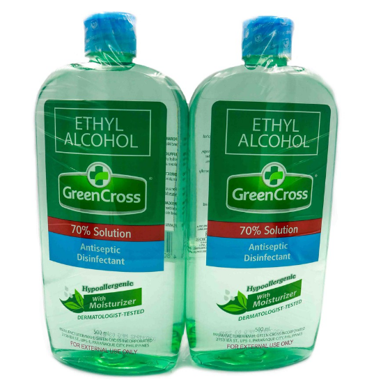 Green Cross 70% Solution Ethyl Alcohol Antiseptic Disinfectant - 500 ml ...