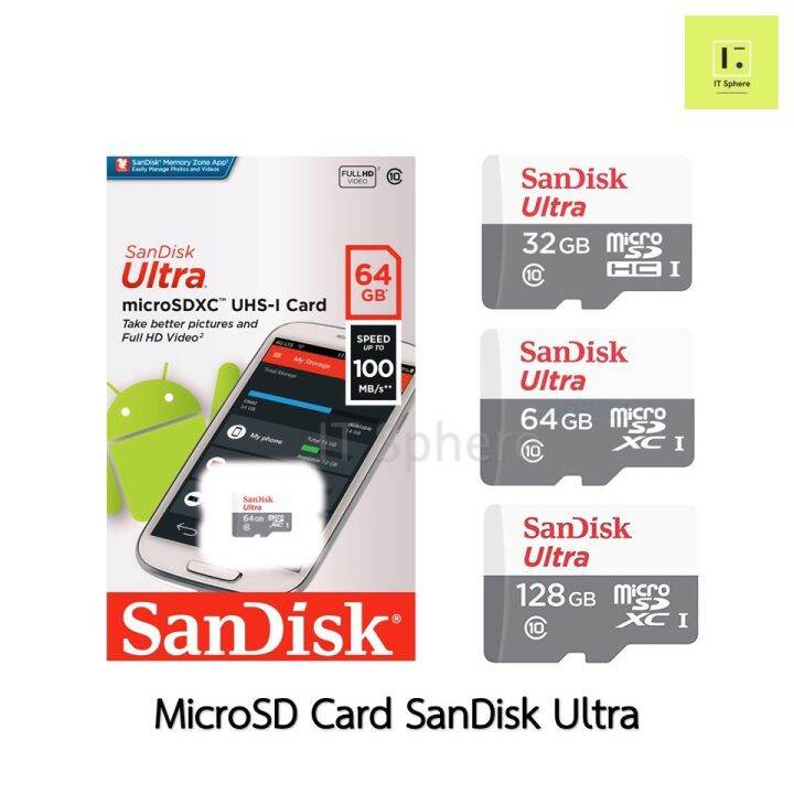 [ศูนย์ไทย] SanDisk Ultra Micro CLASS 10 32GB 64GB 128GB SDSQUNR memory MicroSD Card SD SDHC SDXC ...