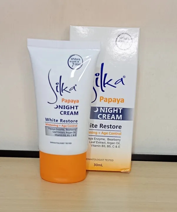 SILKA PAPAYA NIGHT CREAM WHITE RESTORE WHITENING + AGE CONTROL 30 ML ...