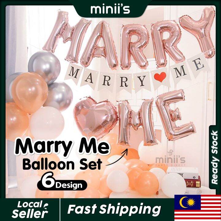 MINIIS PARTY Marry Me Balloon Set Proposal Decoration Wedding Balloon ...