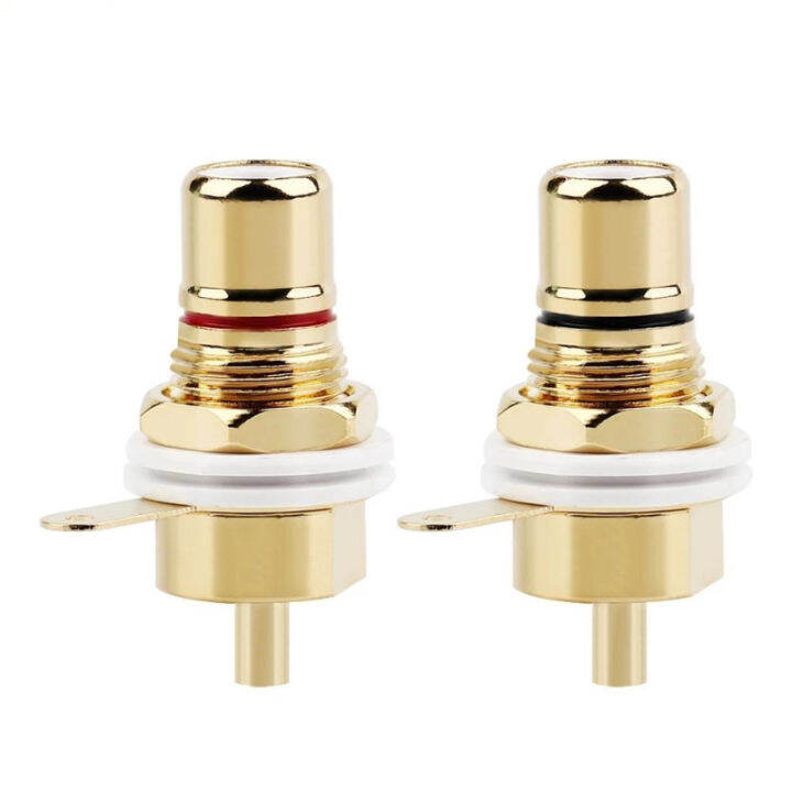 Hifi RCA Connector Female Jack Socket Chassis Gold Plated Audio Adapter ...