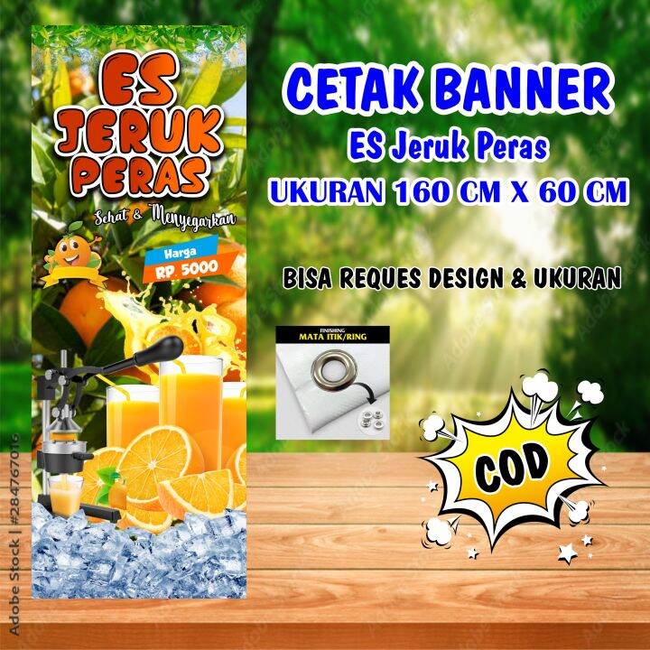Spanduk Es Jeruk Peras ukuran 160 cm x 60 cm I banner Minuman Segar ...