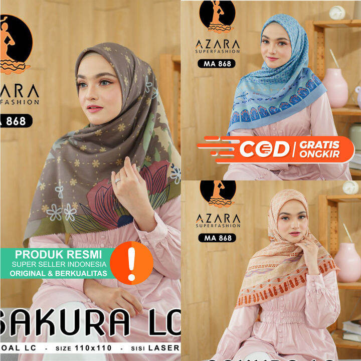 Rectangular hijab Azara Sakura motif lasercut | Lazada PH