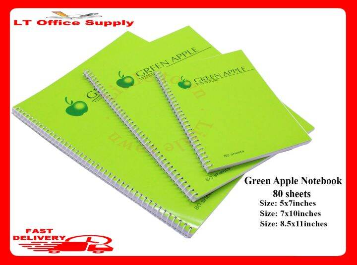 Green Apple Notebook side spiral type 80 Sheets | Lazada PH