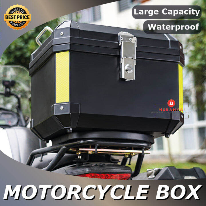 Motorcycle Box 45L Helmet Motor Box Waterproof Rack ABS Aluminum Style Motorcycle storage Top ...
