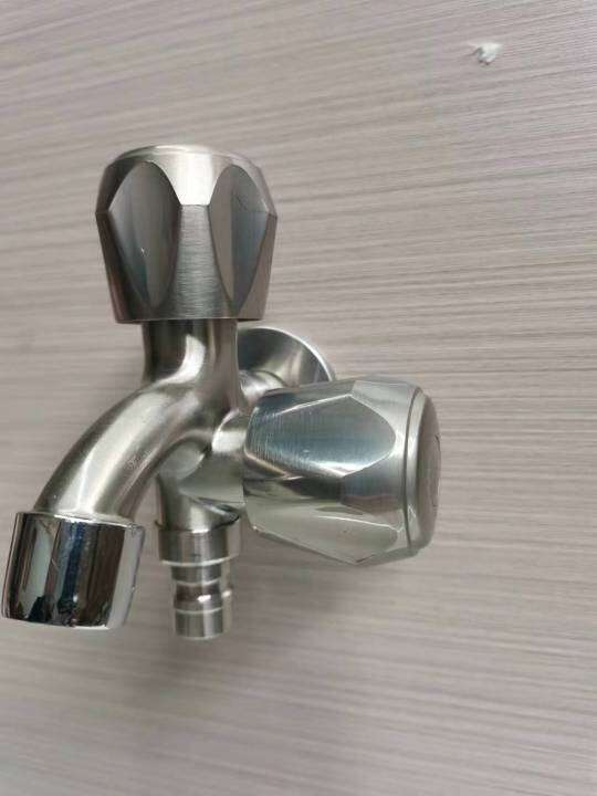 Stainless Steel 1 in 2 out Head Two Way Water Washer Tap Faucet KW-011 ...