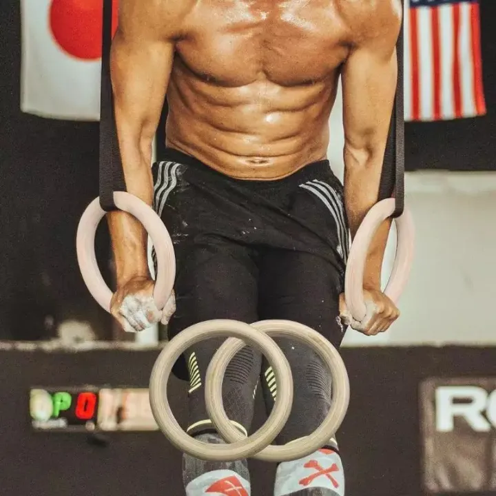 Russian birch Wooden 32mm Gymnastic Rings Gymnastics Fitness Exercise ...