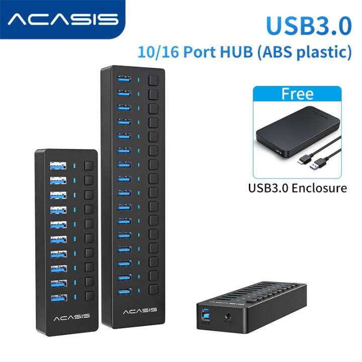 【Free HDD Enclosure】ACASIS USB HUB 3.0 Super Speed 5Gbps 10/16 Ports ...