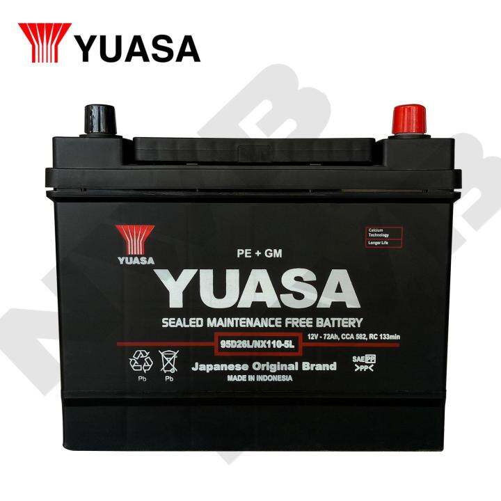 YUASA Y-95D26L (2SM-F/N50) Car Battery (12V-72Ah) Made in Indonesia | Lazada PH