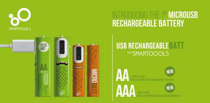 🔥 SMARTOOOLS 🔋 Micro USB Rechargeable AA / AAA 1.2V Battery Bateri Cas ...