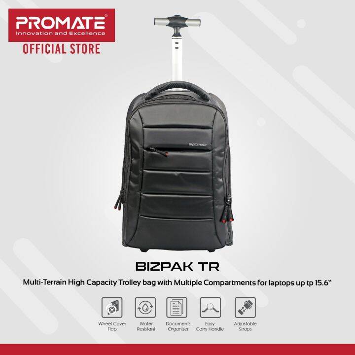 Promate BizPak-TR High Volume Heavy Duty Trolley Bag for Laptops up to ...