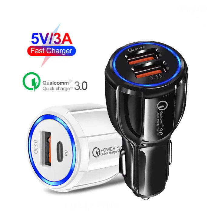 Dual USB QC 3.0 Type C Car Fast Charger 12V 24V 6.0A USB PD Phone Car ...