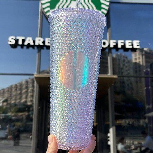 24oz Starbucks Durian Cup Acrylic Bling Plastic Studded Tumbler Cup ...