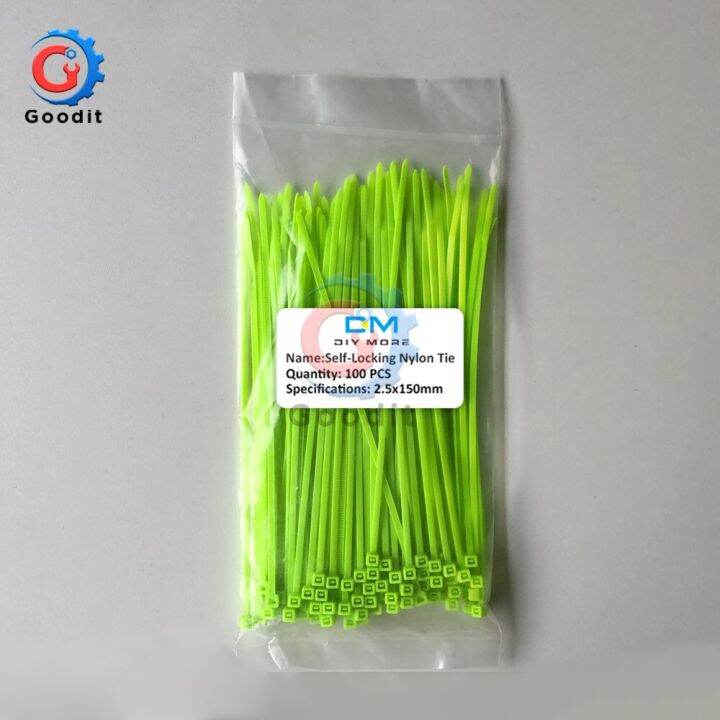 100pcs 150mm Self-locking Nylon Cable Ties 5.91inch 12 color Plastic ...