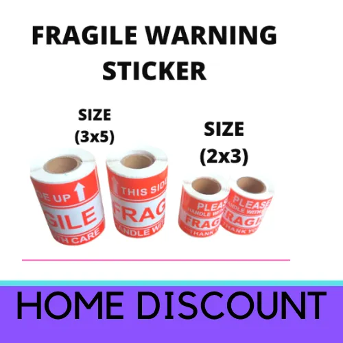 COD FRAGILE STICKER LABEL / QUALITY 2X3 AND 3X5 INCHES 100 PER ROLL ...