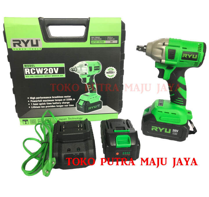 MESIN CORDLESS IMPACT WRENCH RCW 20 VOLT RYU ALAT PEMBUKA BAUT RYU 20V ...