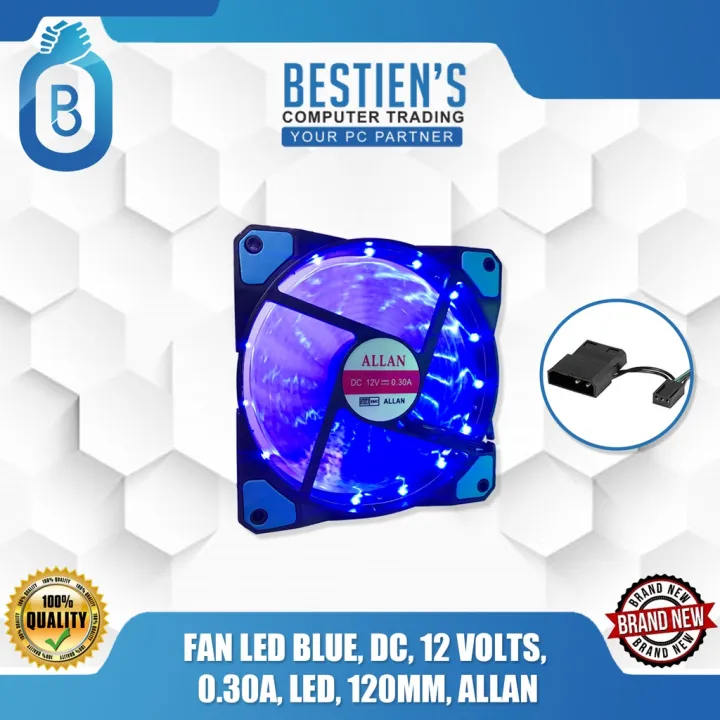 FAN LED BLUE, DC, 12 VOLTS, 0.30A, LED, 120MM, ALLAN | Lazada PH