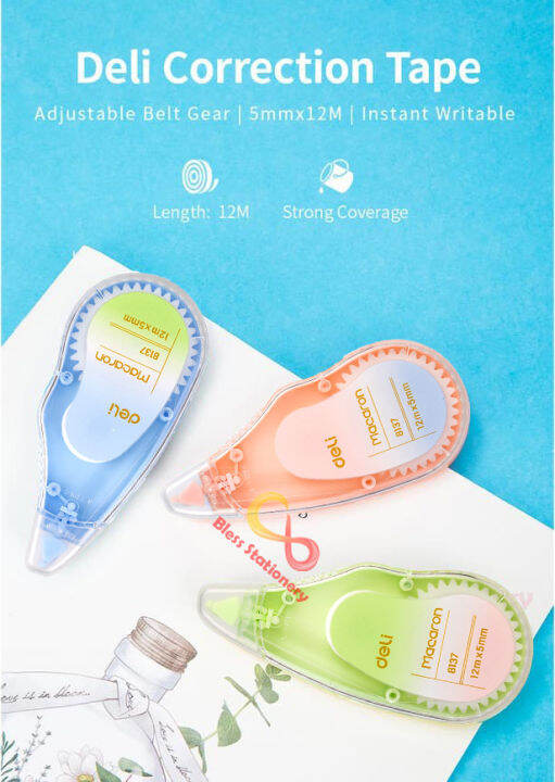 DELI Tipex kertas 12m Correction tape tipx tip-ex tip-x tipe x | Lazada Indonesia