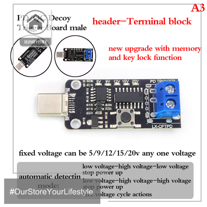 HITN USB Type-C PD Decoy Trigger Board 9V 12V 15V Output PD 2.0 3.0 ...
