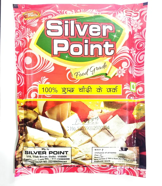 Silver Point Indian Edible Silver Leaf Foil for Desert Sweets Chandi Ka ...