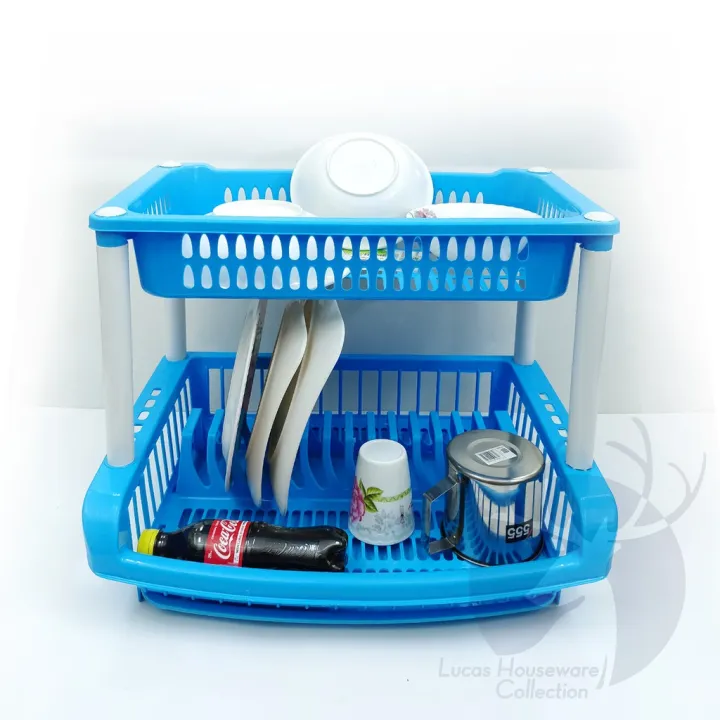 HIGH-QUALITY MULTI PURPOSE DISH DRAINER RACK W/ 2 LAYERS & WITH WATER ...