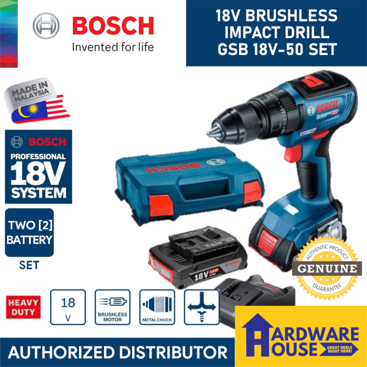 ORIGINAL Bosch 18V Brushless Impact Drill GSB 18V-50 Cordless Set Metal ...