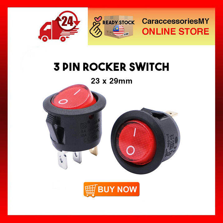 3 Pin Round Rocker Switch AC 12V SPST / SPDT On-Off-On / On-Off Car ...