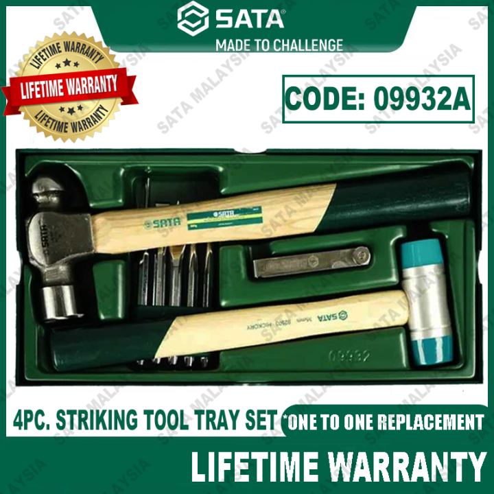 SATA 4Pc. Striking Tool Tray Set 09932A Hammer Set Tukul Sata Tools Feeler Gauge Punch Set Soft ...