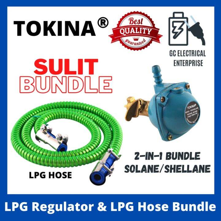 Tokina Gas Regulator and LPG Hose Bundle for Solane Shellane LPG ...