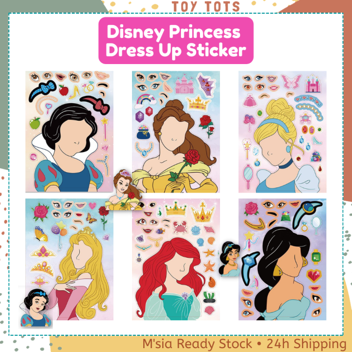 DISNEY PRINCESS DRESS UP STICKER DIY Activity Stiker Change Clothes ...