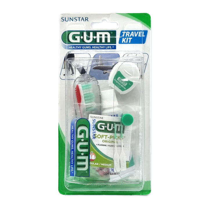 GUM Travel Kit Toothbrush / Toothpaste / Soft Pics / Dental Floss ...