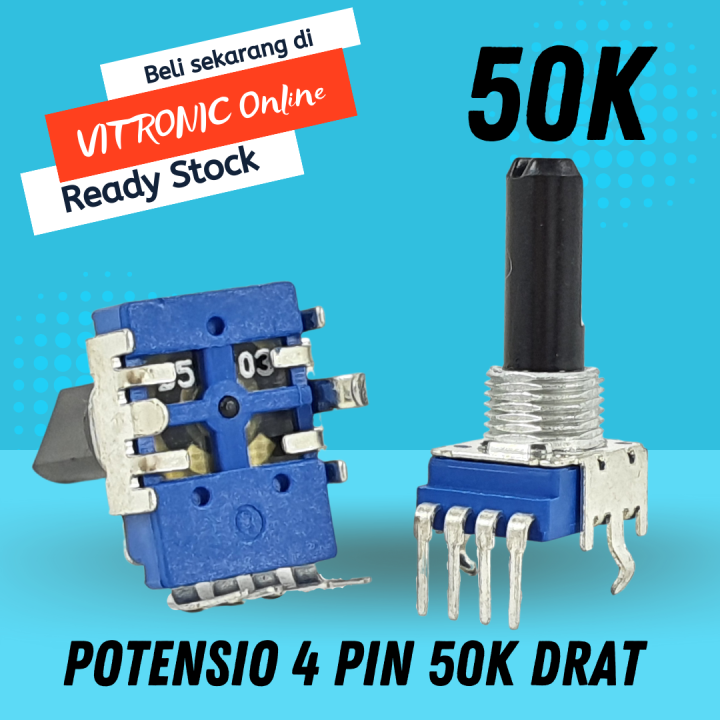 Potensio 4 pin 50k Drat Stereo Kaki 4 Tekuk Segi Biru 503 | Lazada ...
