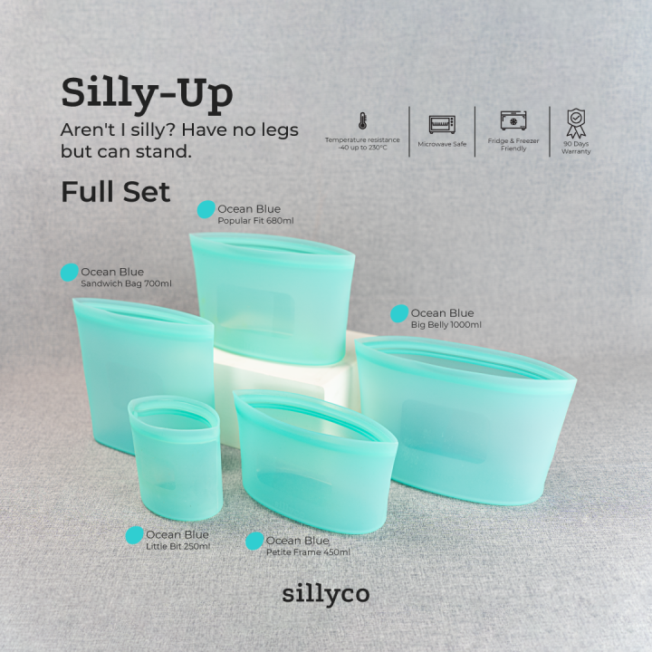 Sillyco - Silly-Up Full Set - 5pcs - Standing Reusable Silicone Food ...
