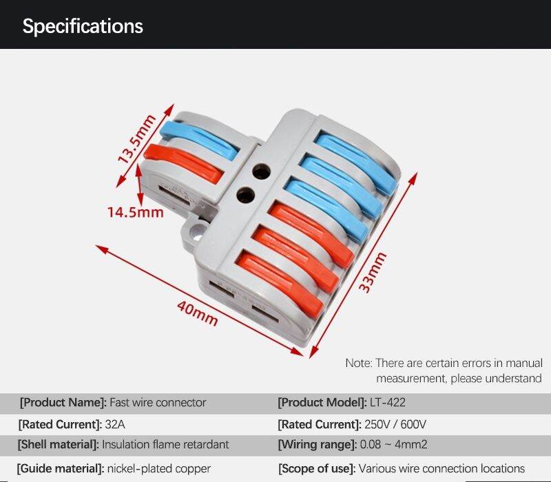 Quick Splitter Plug-In Electric Multiple Wire Connector 2 to 4 6 ...
