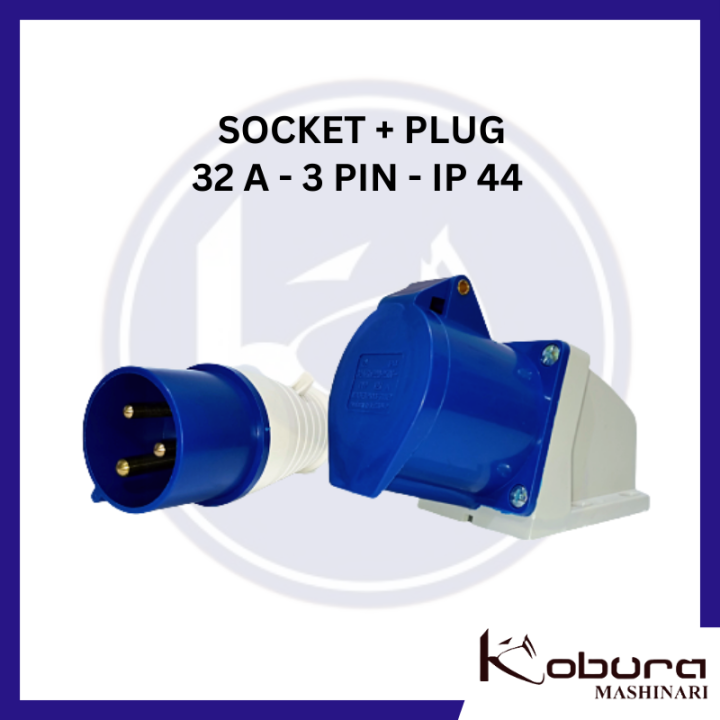 Industrial Plug Socket Surface Mounting Plug Set 3 pin 32A IP 44 ...