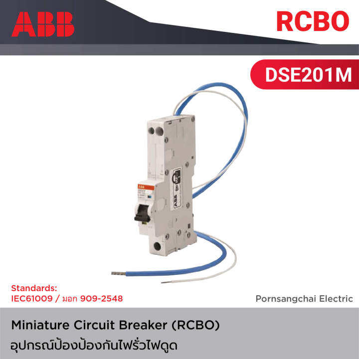 ABB ลูกย่อยกันดูด RCBO เอบีบีเซอร์กิตเบรกเกอร์รุ่น DSE201-C10 | 16 | 20 ...