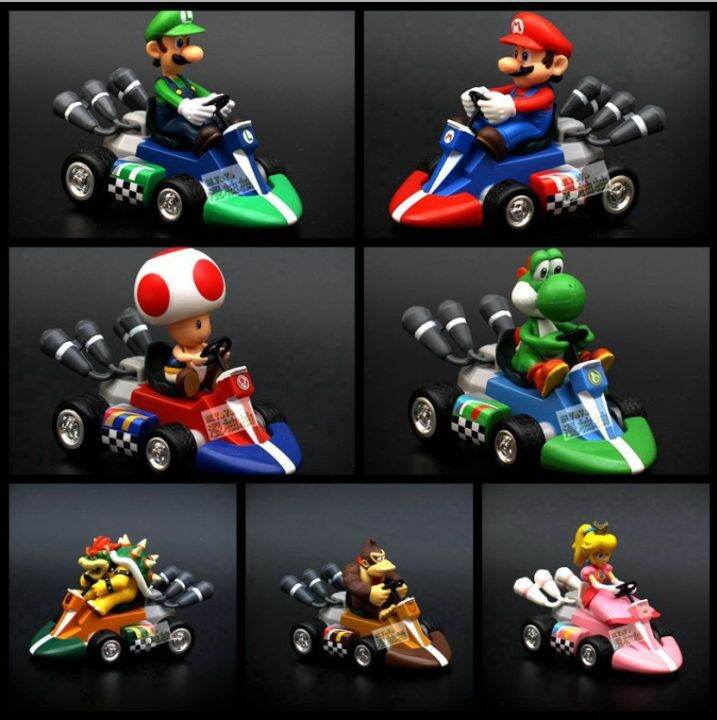 Super Mario Kart Competition Pull back Cars Toys Luigi Princess Toad ...