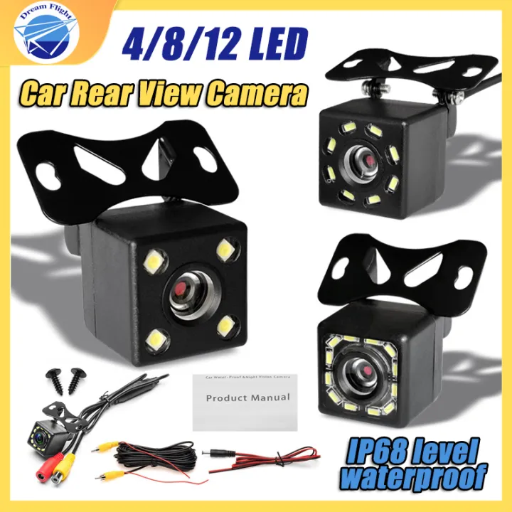2DIN Car Rear View Camera 4/8/12 LED HD Night Vision Auto Parking ...