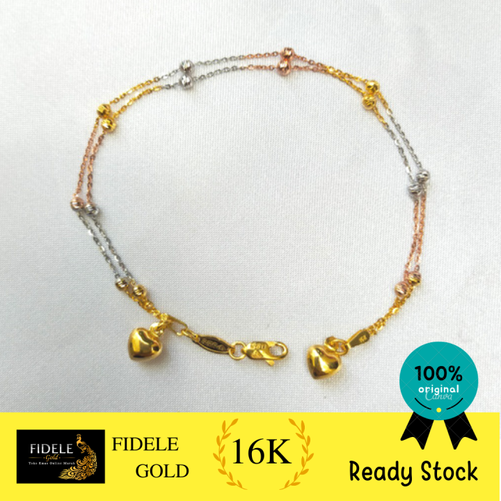 Gelang Jedar tumpuk gelang susun 2 layer emas kuning 70 | Lazada Indonesia