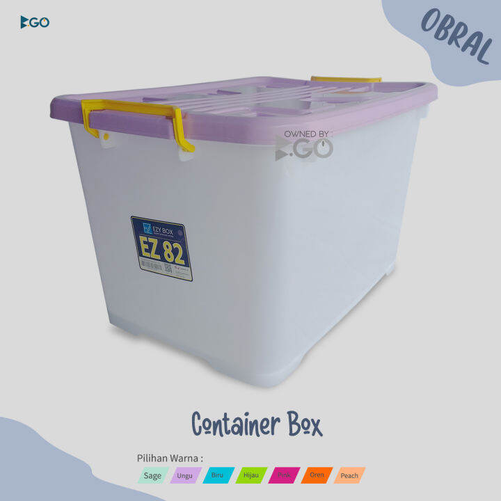 SALE EZY CONTAINER BOX PLASTIK BESAR 82 LITER DENGAN RODA KOTAK ...