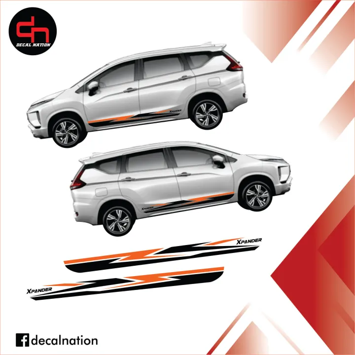 Mitsubishi Xpander all weather proof cut out decals black, orange color ...