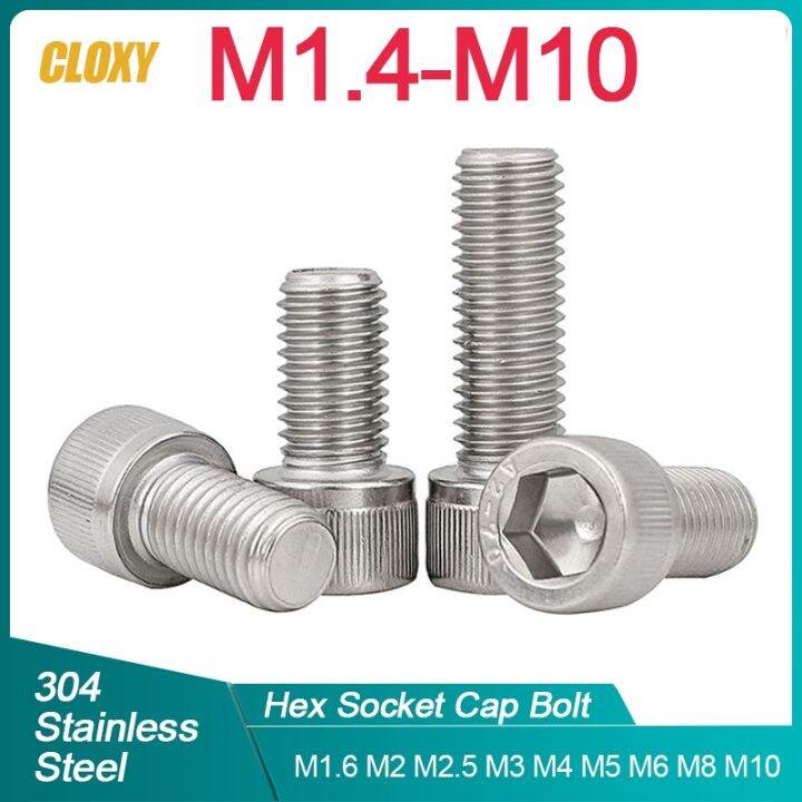 {Screw sale} M1.4 M1.6 M2 M2.5 M3 M4 M5 M6 M8 M10 304 Stainless Steel DIN912 Hexagon Hex Socket ...