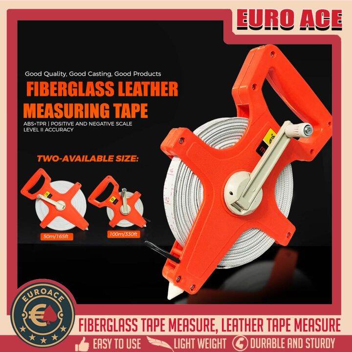 EURO ACE 50M | 100M Tape Measure Fiber Glass High Quality Heavy Duty ...