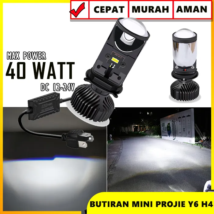 MODIFIKASIMARKET - LAMPU UTAMA MOTOR BILED MINI PROJIE Y6 Y9 H4 40 WATT DC 12-24V CUT OFF ...
