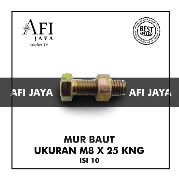 MUR BAUT UKURAN M8 x 25MM KUNING (10 PCS)- BAUT MUR M8x25- BAUT KUNING ...