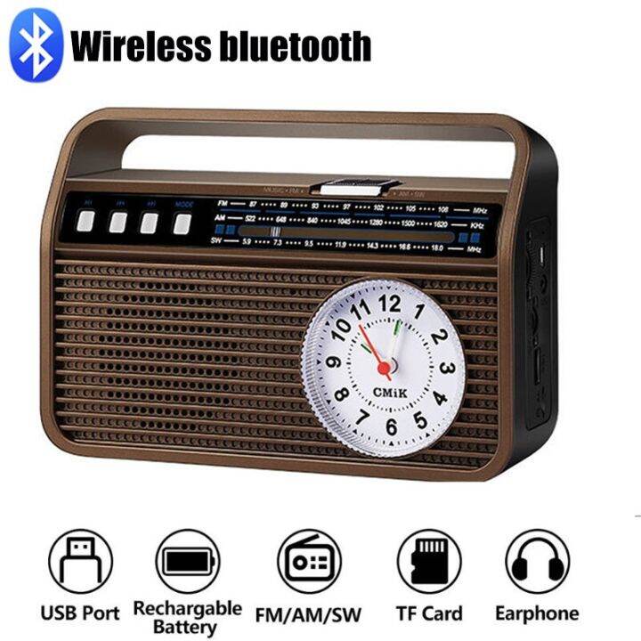 Portable Retro Radio FM/AM/SW Radio Receiver Wireless Bluetooth Speaker ...