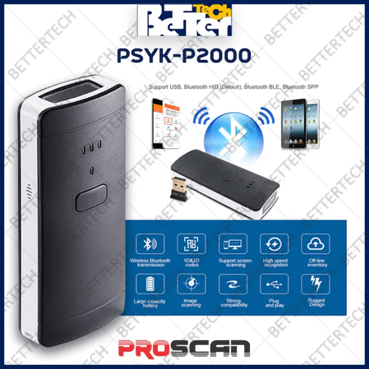 PROSCAN YK-P2000 Bluetooth Pocket Portable Wireless Bluetooth Barcode ...