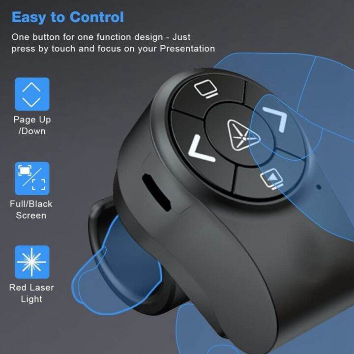 Bluetooth Wireless Presenter, RF 2.4Ghz Presentation Clicker, Finger ...